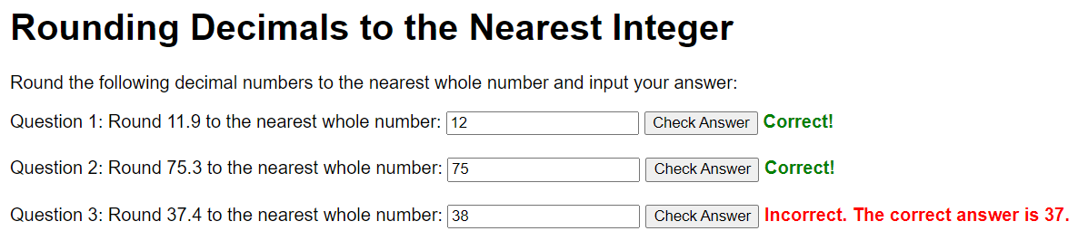 Rounding to the nearest whole number