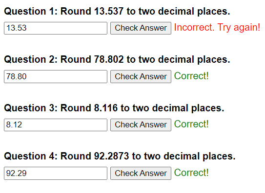 Rounding to 2 decimal places
