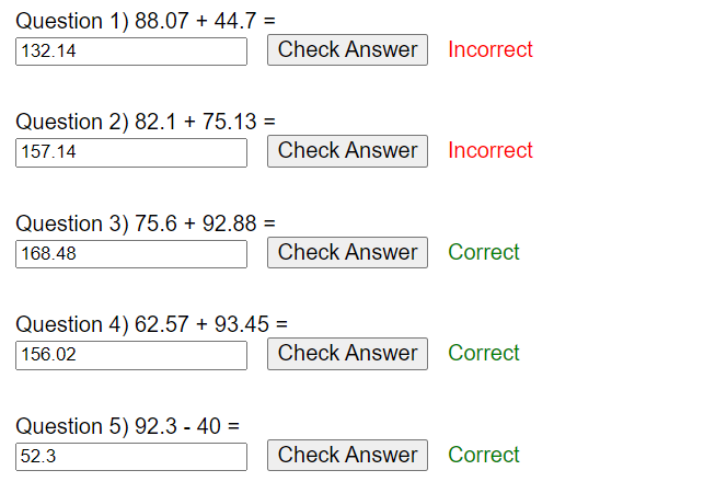 Adding And Subtracting Decimals