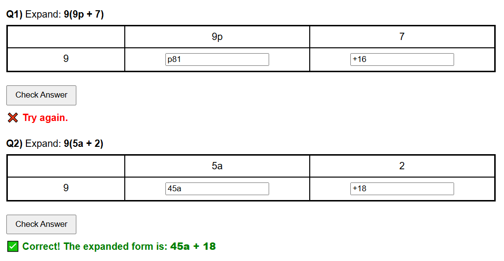 Expanding single brackets - easier problems