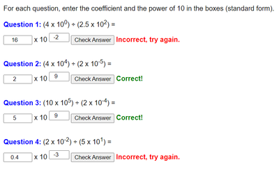Dividing in standard form
